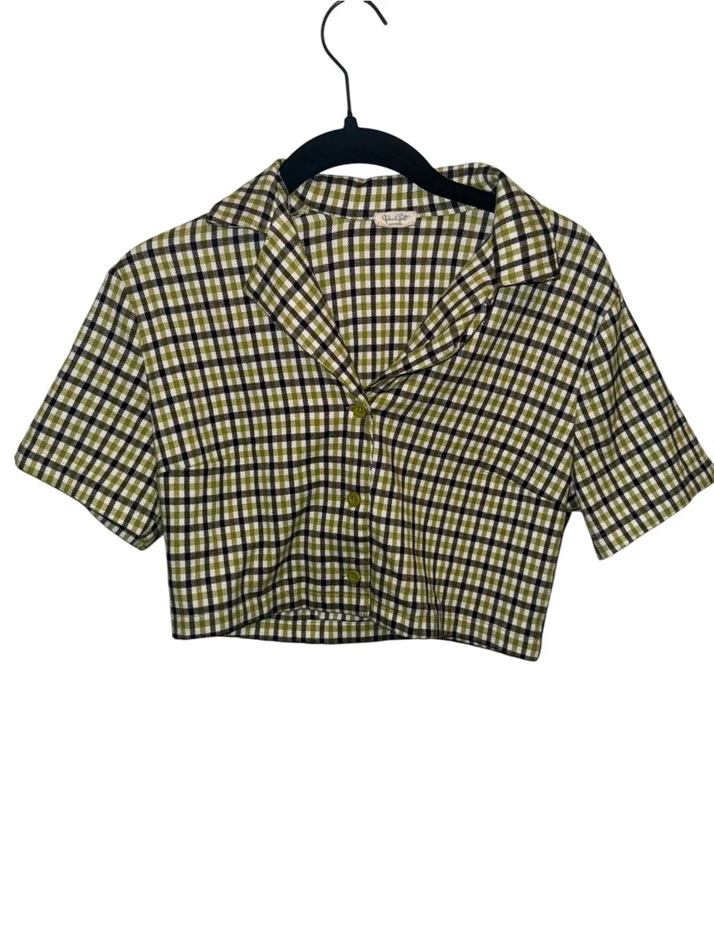 Brandy Melville | Tops | Brandy Melville Yellow Plaid Cropped Button ...